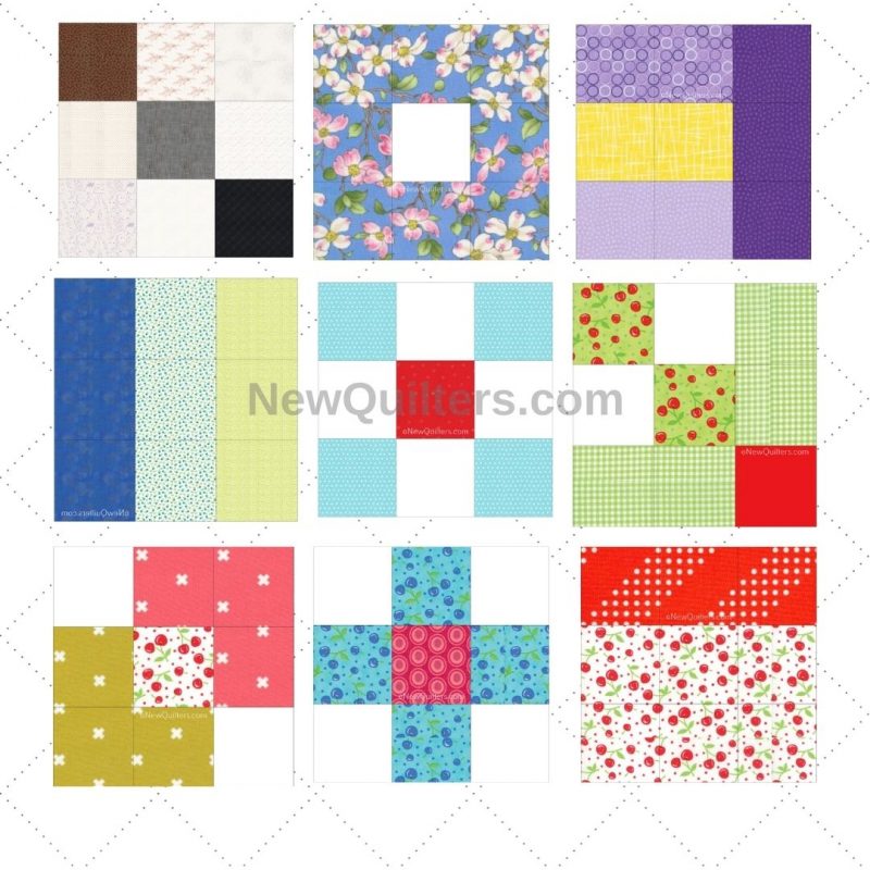 9 Nine-Patch Quilt Block Patterns from Precut Fabric Squares - New Quilters